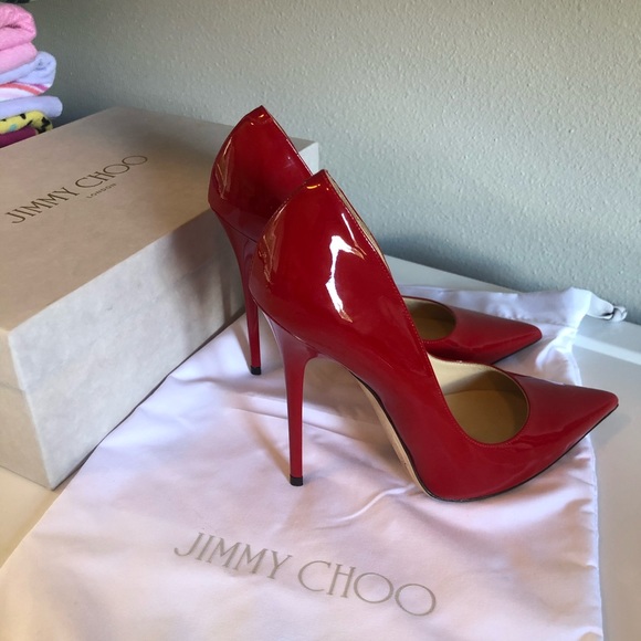 Jimmy Choo | Shoes | Jimmy Cho Anouk Patent Red Pumps Worn Once | Poshmark